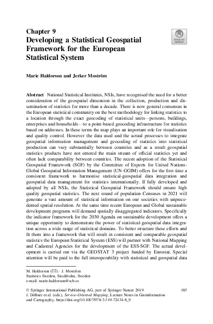 (PDF) Developing a Statistical Geospatial Framework for the European ...