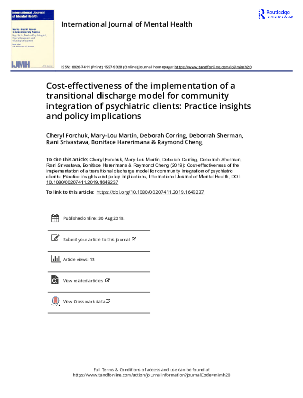 (PDF) Cost-Effectiveness of the Implementation of a Transitional ...