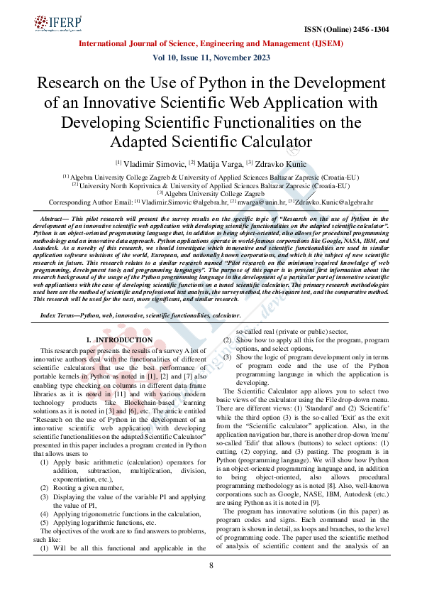 (PDF) Research on the Use of Python in the Development of an Innovative ...