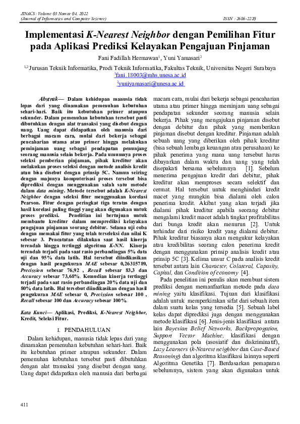 (DOC) Implementasi K-Nearest Neighbor dengan Pemilihan Fitur pada ...