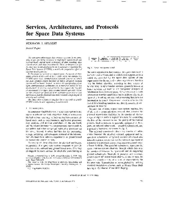 (PDF) Services, architectures, and protocols for space data systems