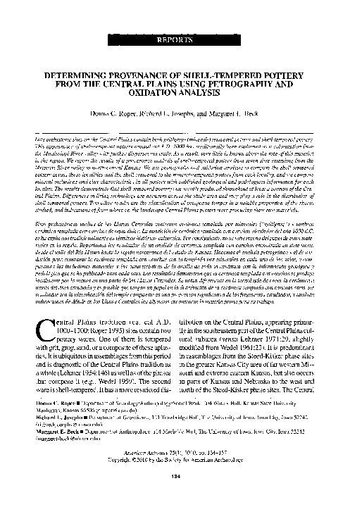 (PDF) Determining Provenance of Shell-Tempered Pottery from the Central ...