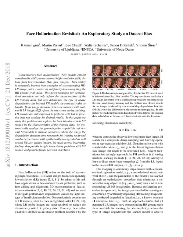 (PDF) Face Hallucination Revisited: An Exploratory Study on Dataset Bias | Simon Dobrišek ...