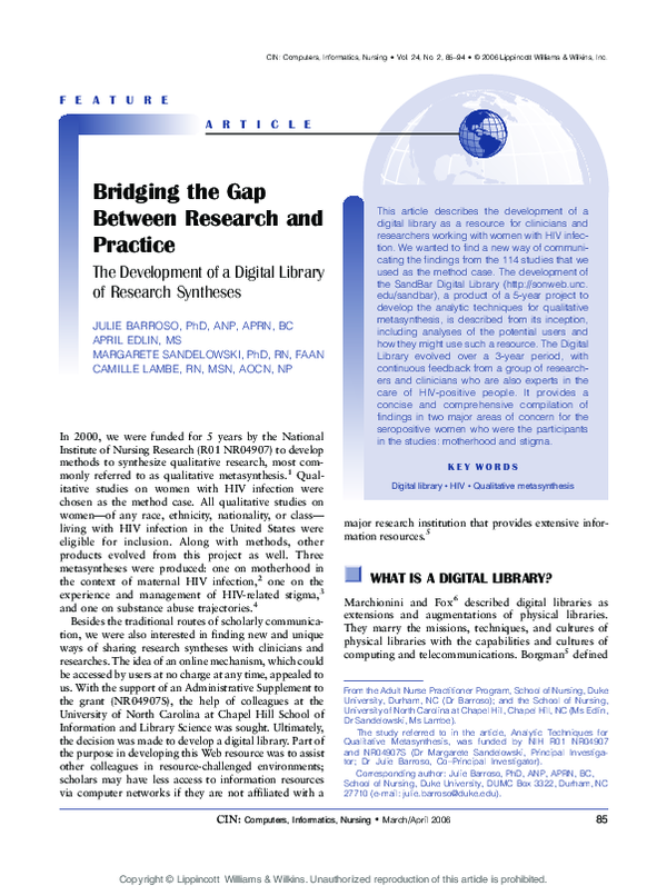 (PDF) Bridging the Gap Between Research and Practice