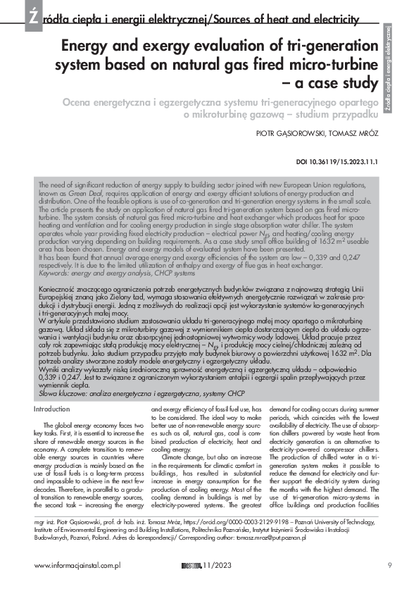 (PDF) Energy and exergy evaluation of tri-generation system based on natural gas fired micro ...