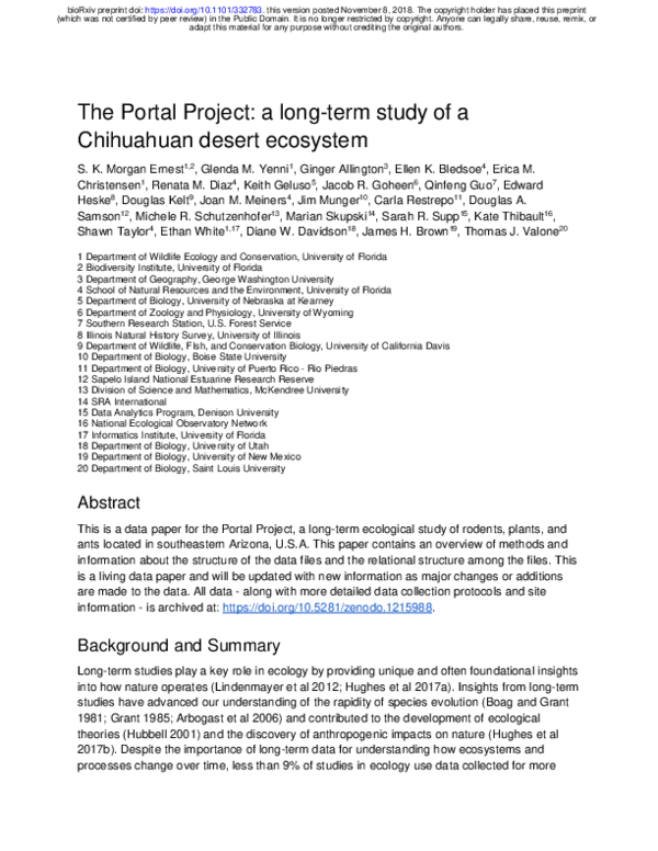 (PDF) The Portal Project: a long-term study of a Chihuahuan desert ...