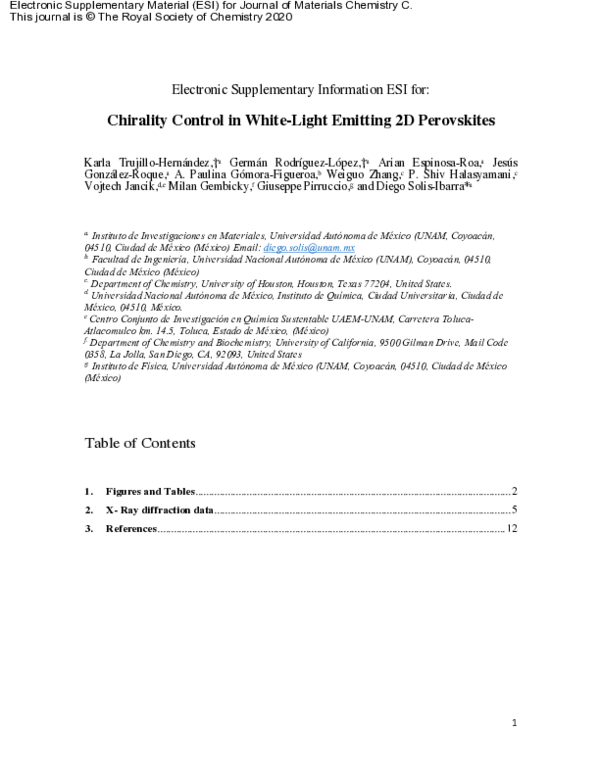 (PDF) Chirality control in white-light emitting 2D perovskites