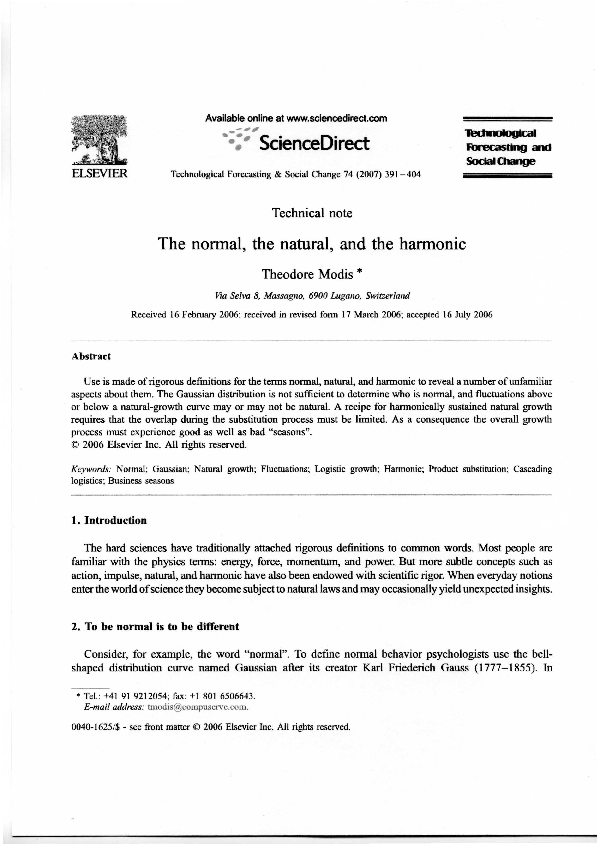 (PDF) The normal, the natural, and the harmonic