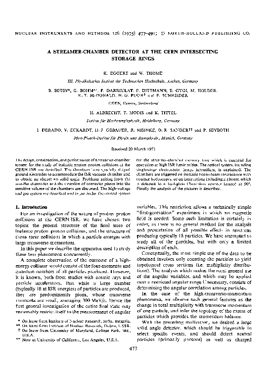 (PDF) A streamer-chamber detector at the CERN intersecting storage rings