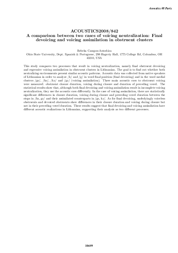 (PDF) A comparison between two cases of voicing neutralization: Final ...