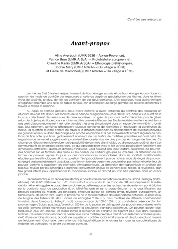 (PDF) Contrôle des ressources. Avant-propos