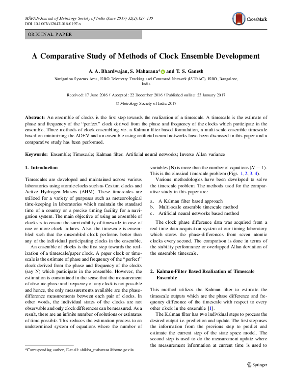 (PDF) A Comparative Study of Methods of Clock Ensemble Development