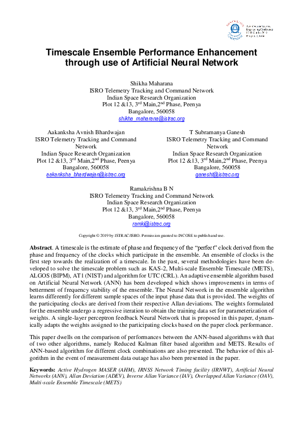 (PDF) Timescale Ensemble Performance Enhancement through use of Artificial Neural Network