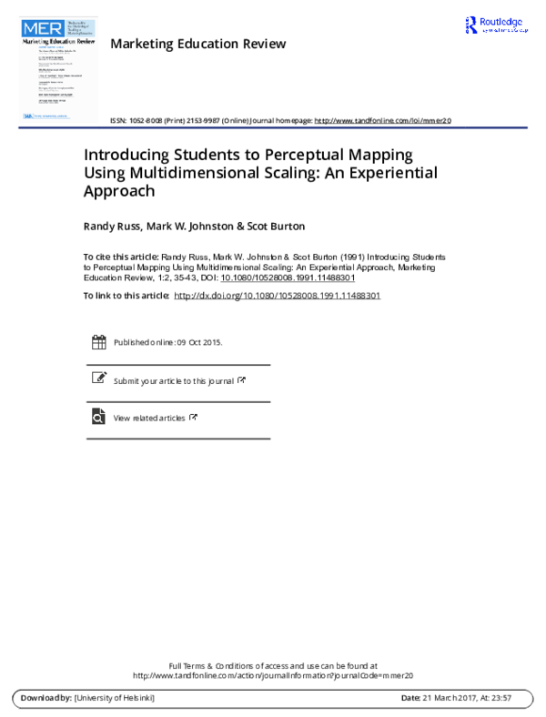 (PDF) Introducing Students to Perceptual Mapping Using Multidimensional Scaling: An Experiential ...