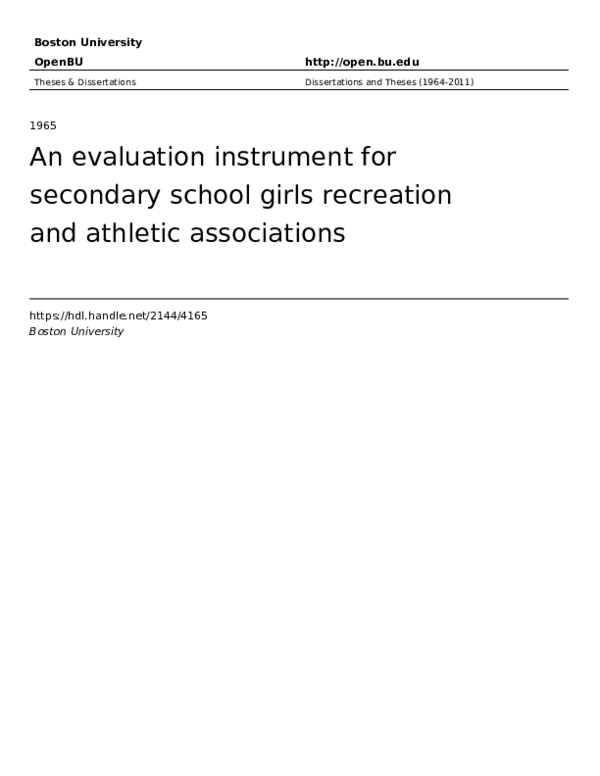 (PDF) An evaluation instrument for secondary school girls recreation ...