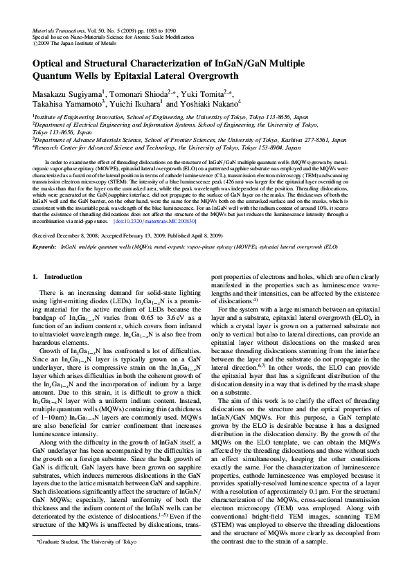 (PDF) Optical and Structural Characterization of InGaN/GaN Multiple ...