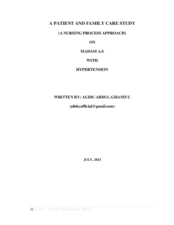 (PDF) PATIENT AND FAMILY CARE STUDY - A nursing process approach