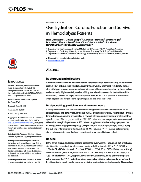 (PDF) Overhydration, Cardiac Function and Survival in Hemodialysis Patients