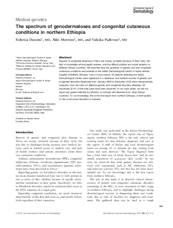 (PDF) The spectrum of genodermatoses and congenital cutaneous ...