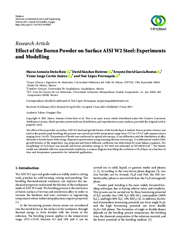 (PDF) Effect of the Boron Powder on Surface AISI W2 Steel: Experiments ...