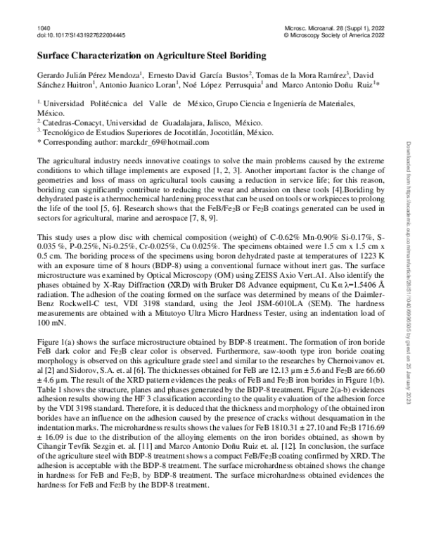 (PDF) Surface Characterization on Agriculture Steel Boriding