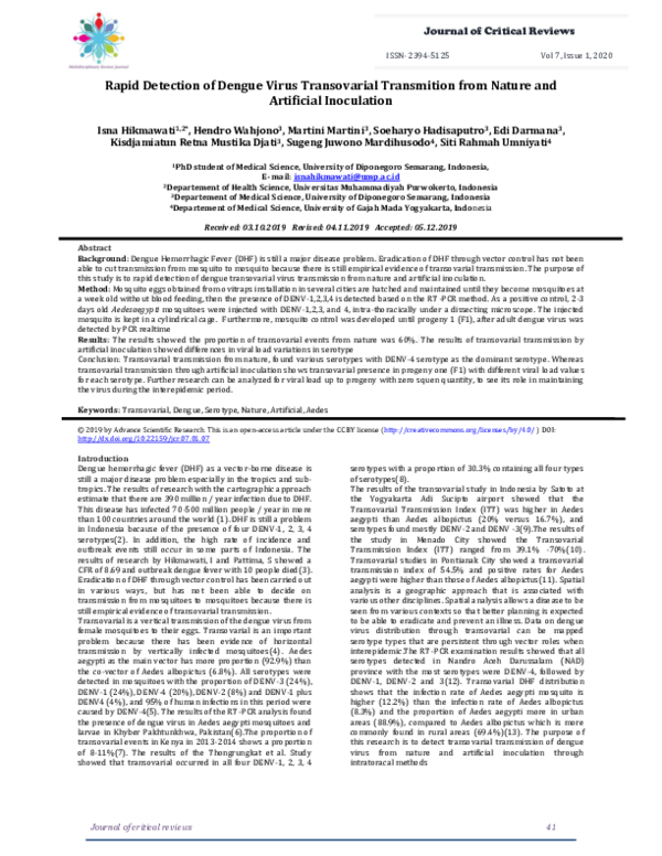 (PDF) Rapid Detection of Dengue Virus Transovarial Transmition from ...
