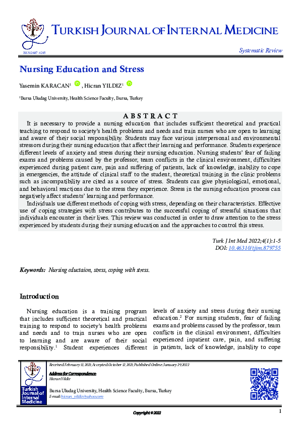 (PDF) Nursing education and stress