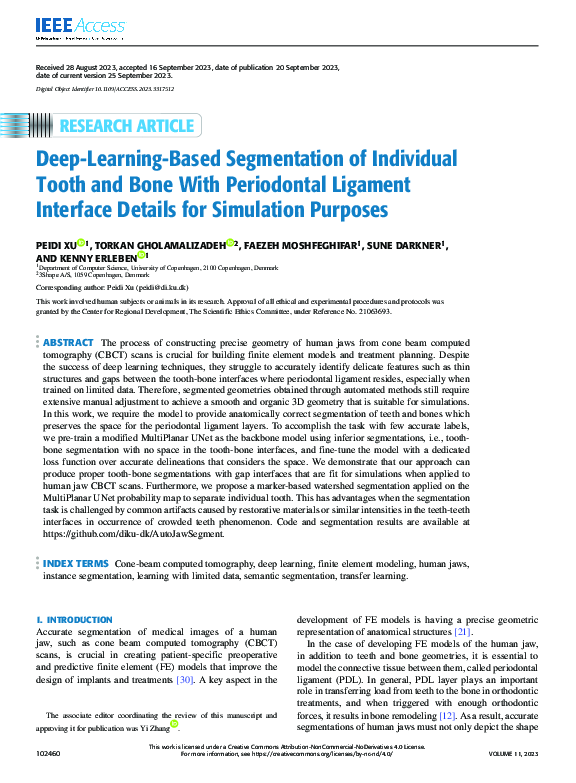 (PDF) Deep-Learning-Based Segmentation of Individual Tooth and Bone With Periodontal Ligament ...