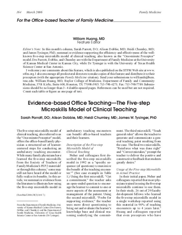 (PDF) Evidence-based office teaching--the five-step microskills model ...