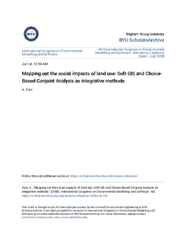 (PDF) Mapping out the social impacts of land use: Soft-GIS and Choice-Based Conjoint Analysis as ...