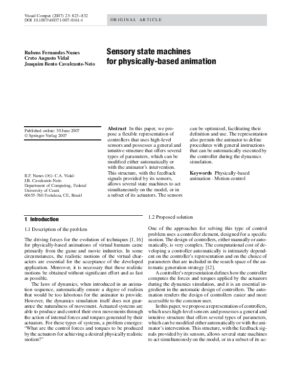 (PDF) Sensory state machines for physically-based animation