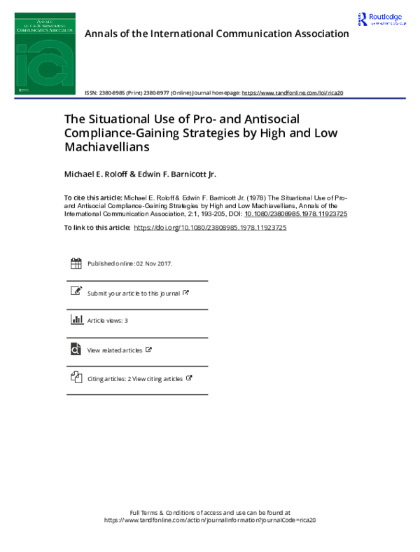 (PDF) The Situational Use of Pro- and Antisocial Compliance-Gaining ...