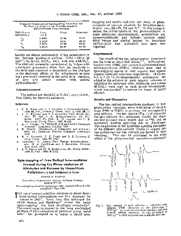 (PDF) Spin-trapping of Free Radical Intermediates formed during the ...
