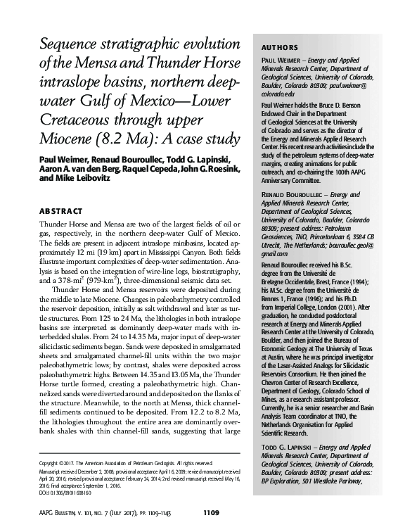 (PDF) Sequence stratigraphic evolution of the Mensa and Thunder Horse intraslope basins ...