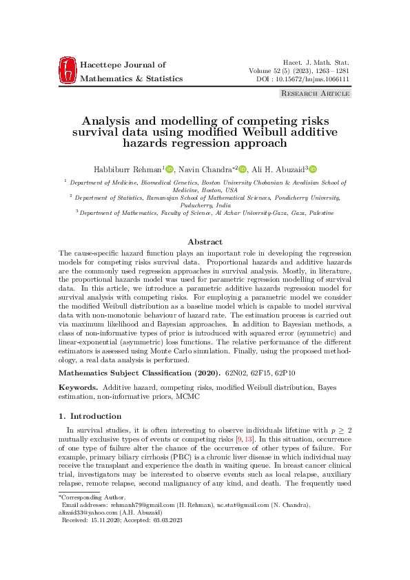(PDF) Analysis and modelling of competing risks survival data using modified Weibull additive ...