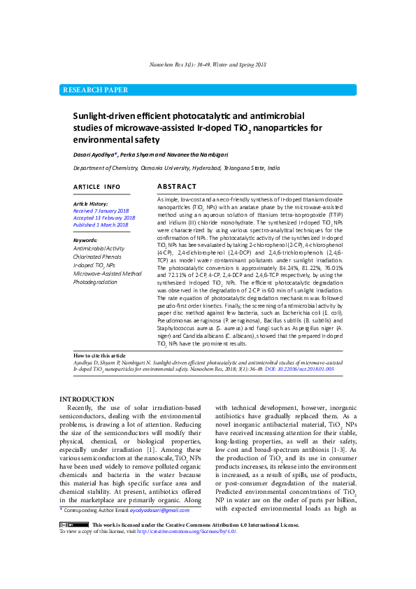 (PDF) Sunlight driven high photocatalytic activity of Sn doped N-TiO2 nanoparticles synthesized ...