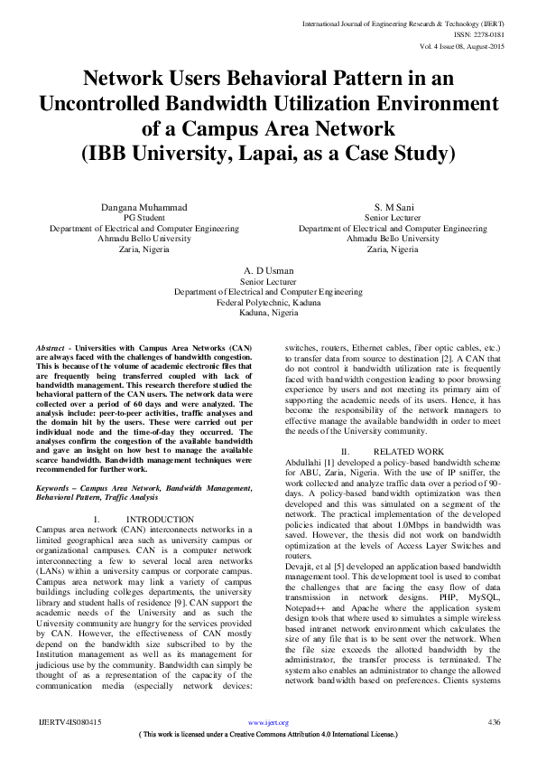 (PDF) Network Users Behavioral Pattern in an Uncontrolled Bandwidth Utilization Environment of a ...