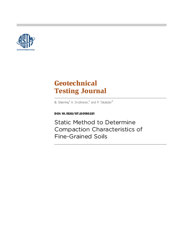 (PDF) Static Method to Determine Compaction Characteristics of Fine-Grained Soils