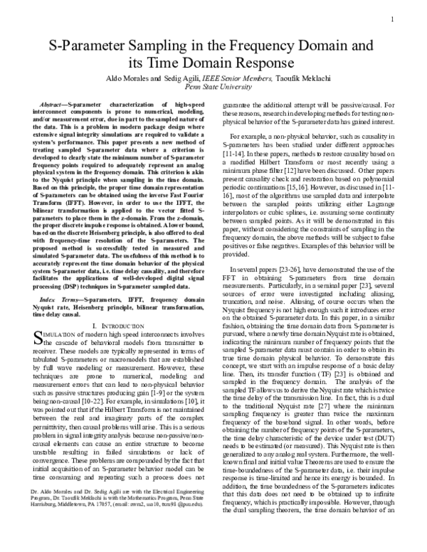 (PDF) S-Parameter Sampling in the Frequency Domain and its Time-Domain Response