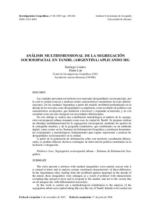 (PDF) Análisis multidimensional de la segregación socioespacial en ...