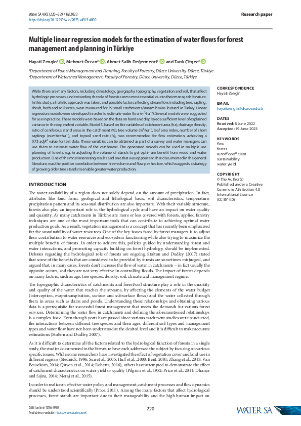 (PDF) Multiple linear regression models for the estimation of water flows for forest management ...