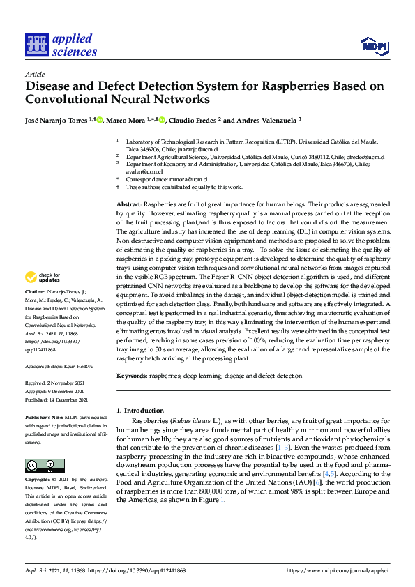 (PDF) Disease and Defect Detection System for Raspberries Based on Convolutional Neural Networks ...