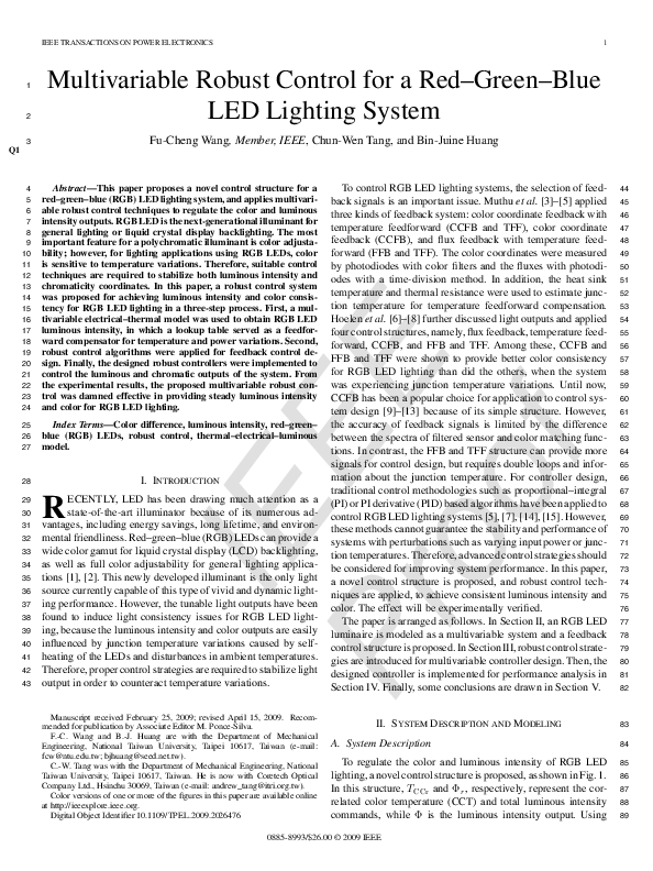 (PDF) Multivariable Robust Control for a Red–Green–Blue LED Lighting System