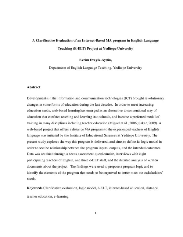 (PDF) A Clarificative Evaluation of an Internet-Based MA program in ...