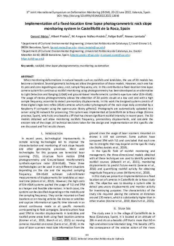 (PDF) Implementation of a fixed-location time lapse photogrammetric ...