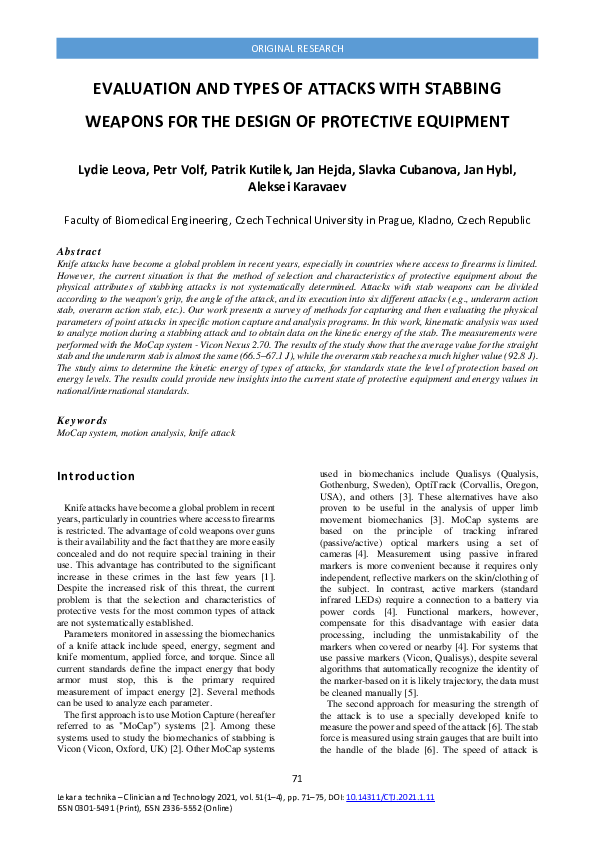 (PDF) Evaluation and Types of Attacks with Stabbing Weapons for the ...