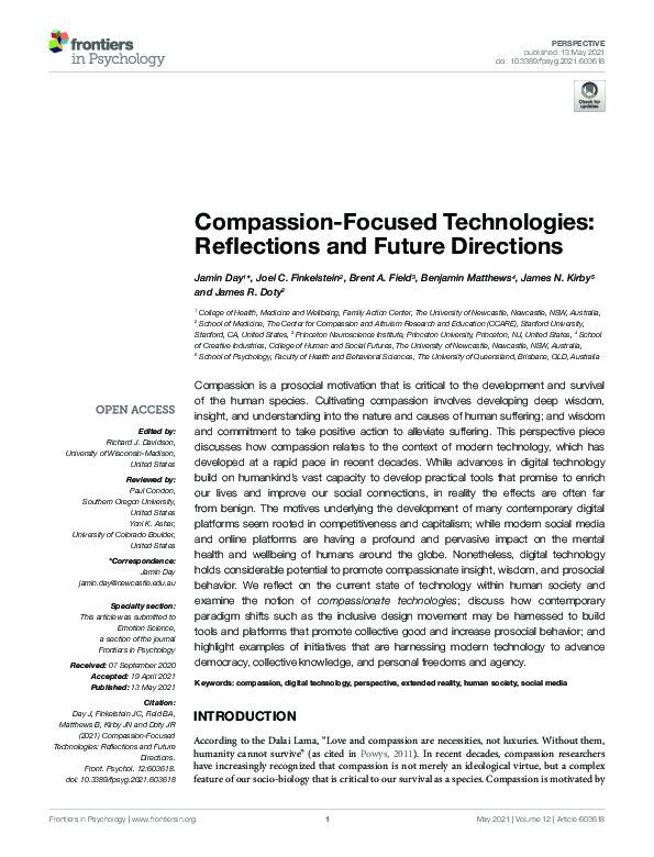 (PDF) Compassion-Focused Technologies: Reflections and Future Directions