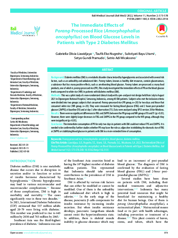 (PDF) The Immediate Effects of Porang-Processed Rice (Amorphophallus ...