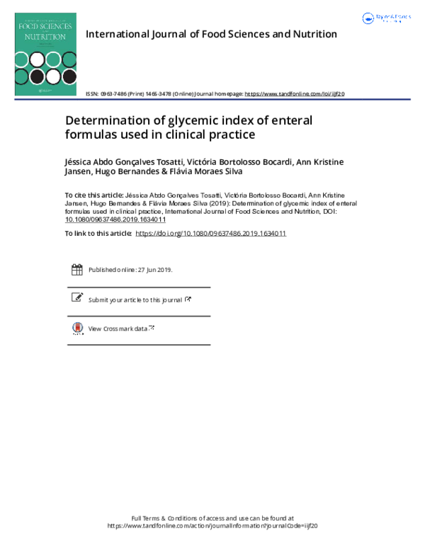 (PDF) Determination of glycemic index of enteral formulas used in ...