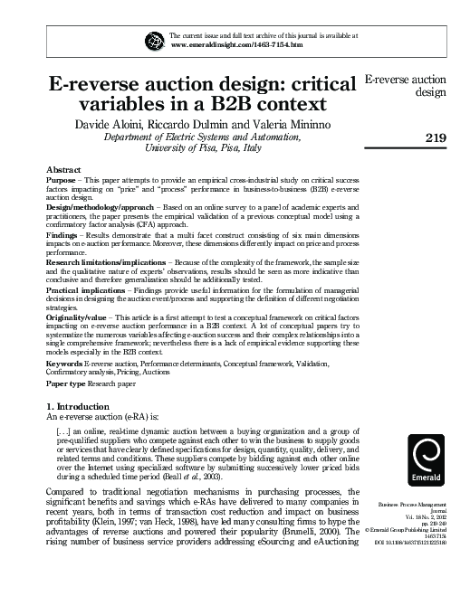 (PDF) E-reverse auction design: critical variables in a B2B context